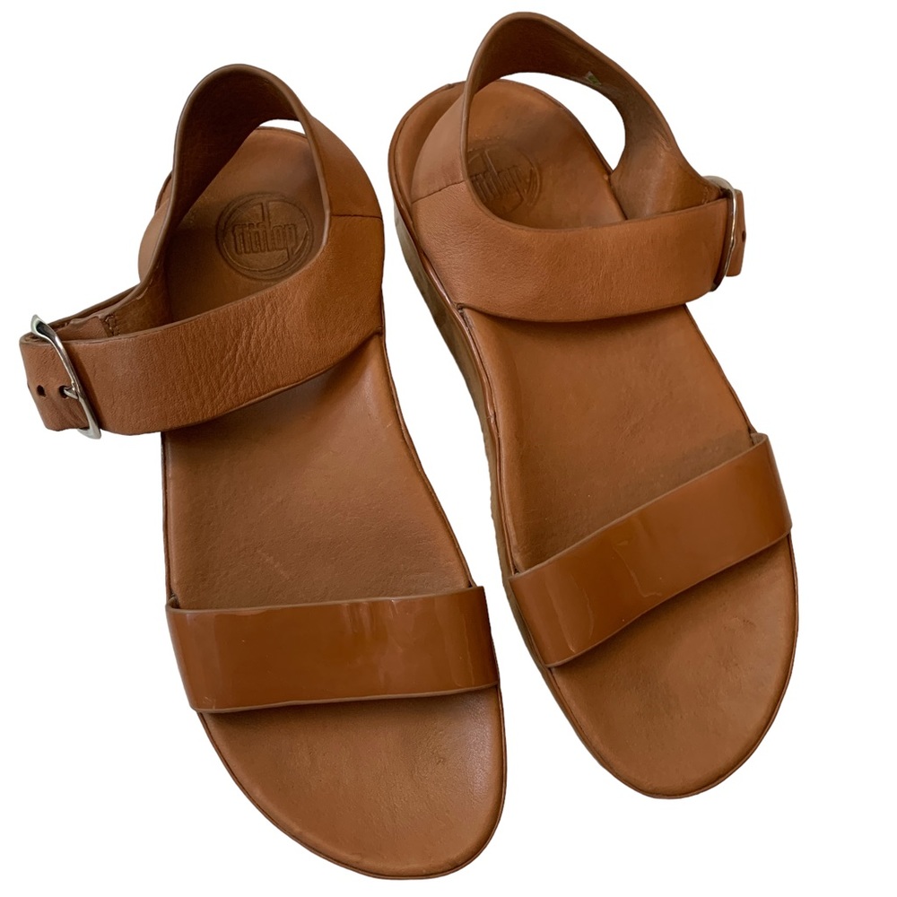 Fitflop Bon Caramel Patent Leather Wedge Sandals - Gem